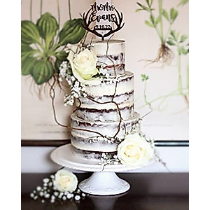 Personalized Antler Wedding Cake Topper, Script Name Wedding Cake Topper, Rustic Wedding Cake Topper, Country Wedding Cake Topper, Boho wedding topper, Personalized Baby topper,