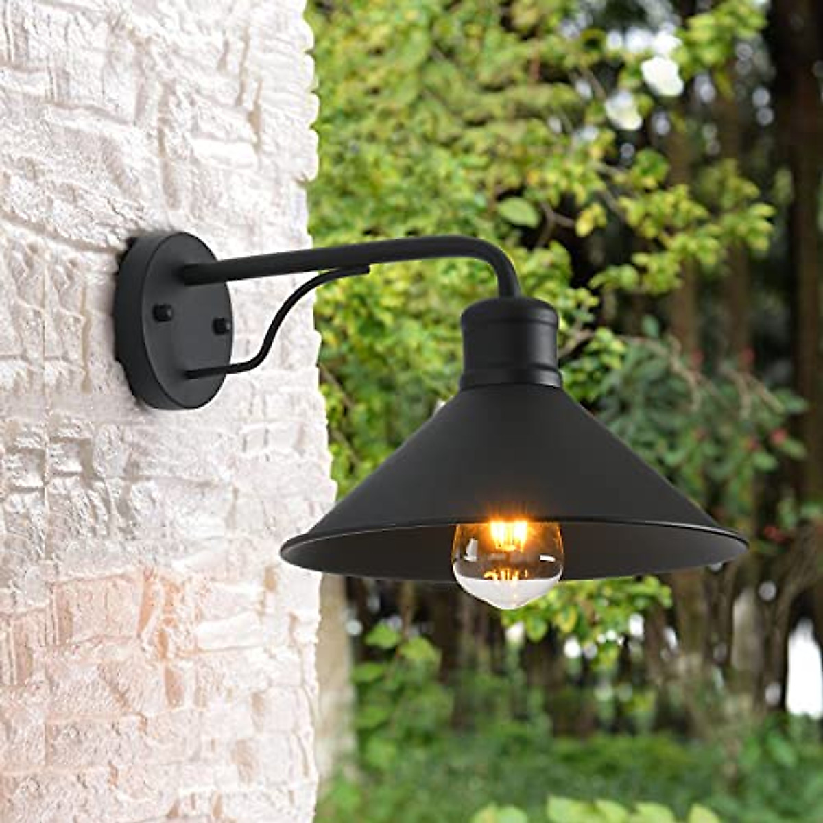 2 Pack Outdoor Wall Lights Wall Mount for House, Front Porch Outdoor Wall Light Fixtures Wall Mount, Matte Black Modern Farmhouse Outdoor Wall Sconce, Classic Barn Lights Outdoor & Indoor-E26 Socket
