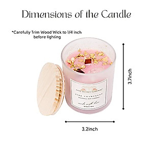 Healing Crystal Candle - 10oz Handmade Soy Candle with Crystals and Flowers Inside | Spiritual Gifts for Women | Elegantly Packaged in a Gift Box with a Real Ribbon. (Pink Champagne)