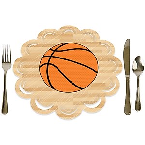 Big Dot of Happiness Nothin’ but Net - Basketball - Baby Shower or Birthday Party Round Table Decorations - Paper Chargers - Place Setting for 12