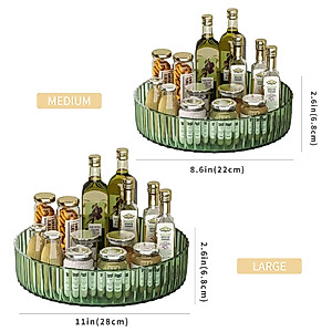 2 Pack Lazy Susans Turntable Organizer for Countertop & Cabinet Pantry, Spinning Plastic Spice Rack with Raised Edge, Rotating 360° for Kitchen Organization Storage (11 inch & 8.6 inch)