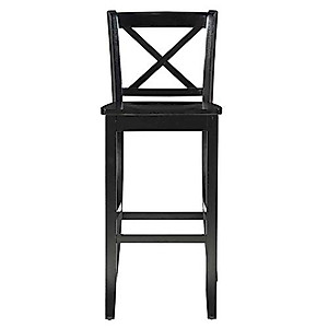 Linon Home Dcor Finished X-Back 30", Black Bar Stool, 16"W x 17.91"D x 42.91"H,