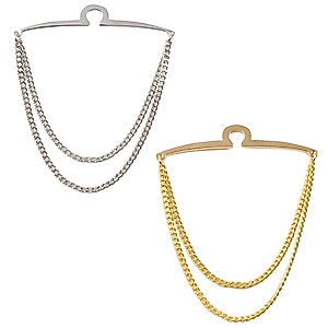 Danny shi Men's Silver Golden Tie Chain Set, Gift Boxed (Silver Golden)