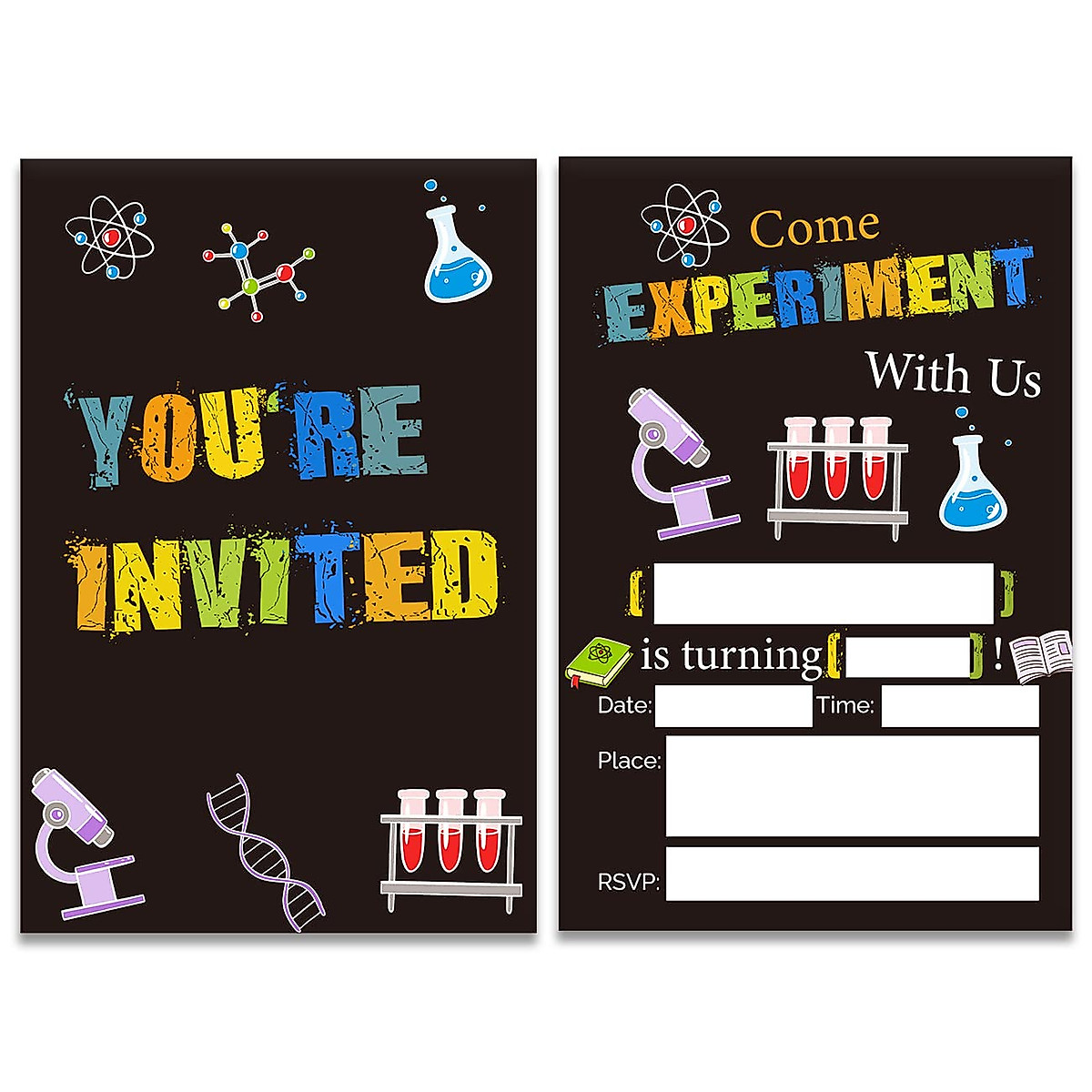 Science Birthday Party Invitations with Envelopes Set of 20 Science Themed Birthday Party Invites Fill in Blank