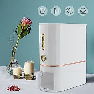 LOYALHEARTDY 22 Lbs Rice Dispenser with Airtight Locking Lid, Large Grain Container Storage with Lid Measuring Cylinder Moisture Proof Household Cereal Dispenser Bucket for Kitchen Soybean Corn