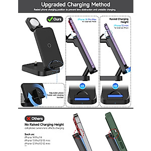 Conido Wireless Charging Station, 18W Fast 3 in 1 Wireless Charging Station for Multiple Devices Apple, Wireless Charger Stand for iPhone Apple Watch Airpods, iPhone Charging Station Dock Black