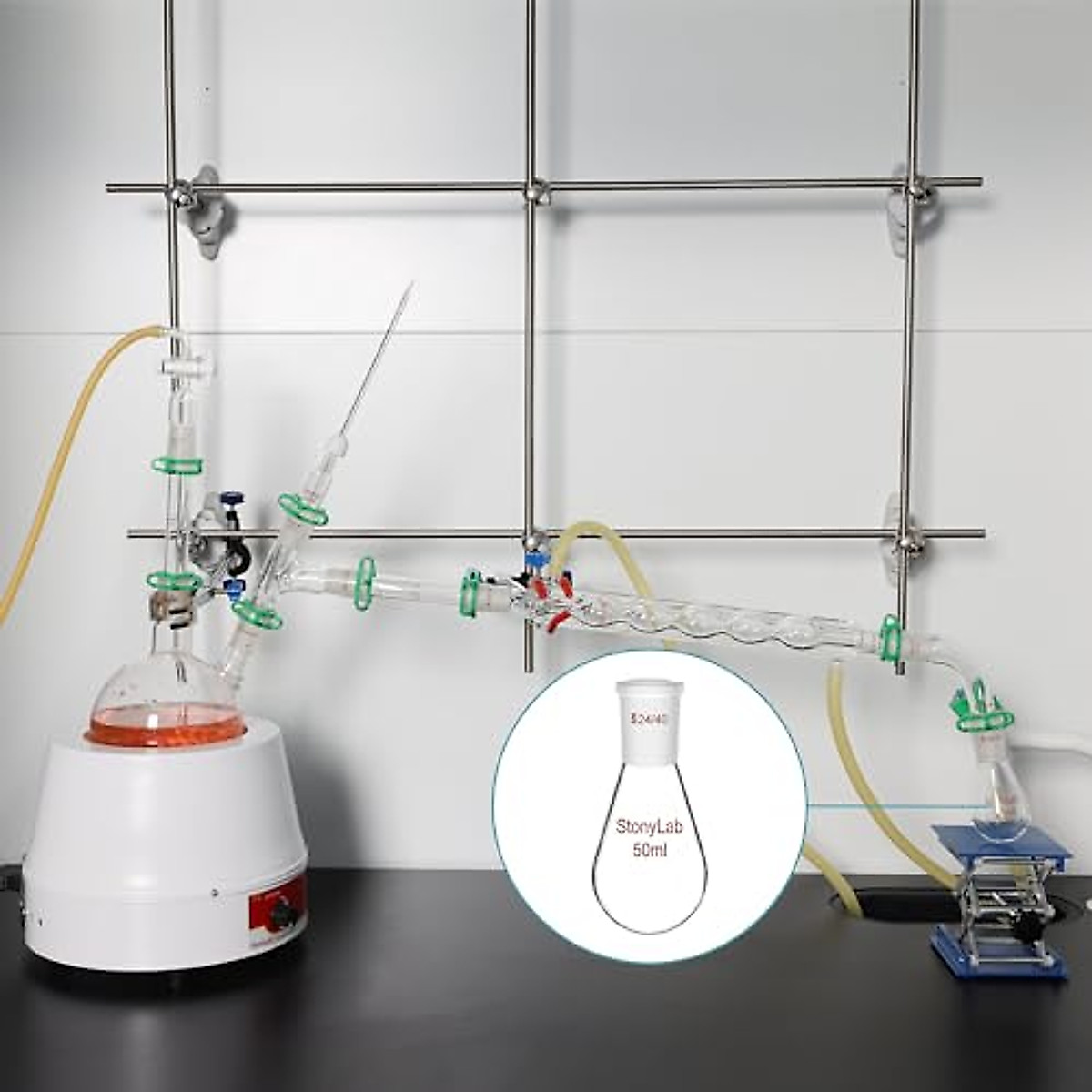 StonyLab Borosilicate Glass 100mL Heavy Wall Single Neck Recovery Flask Rotary Evaporator Flask, with 24/40 Outer Joint - 100mL