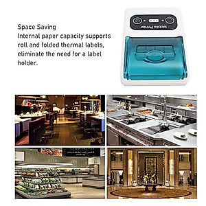 Yunseity Bluetooth Receipt Printer, 58mm Mini Cordless Invoice Bill POS Printer, Mobile Thermal Printer for Retail Store Restaurant Businesses, Bill Paper Printer for Android for iOS