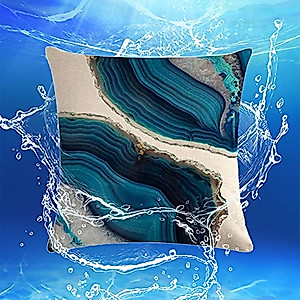 VIGVOG Outdoor Pillow Covers Waterproof 18 X 18 Inch,Decorative Blue Grey Throw Pillow Cases,Water Resistant Square Cushion Covers for Couch Sofa Patio Garden Furniture,Set of 4