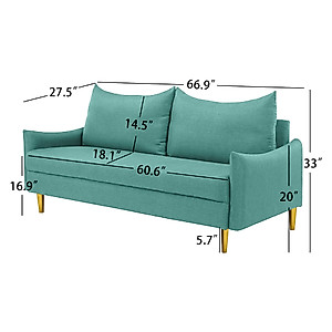 Hdxdkog Loveseat Sofa, 67'' Mid Century Modern Small Love Seat for Small Space, Upholstered 2 Seater Sofa Comfy Couch Furniture for Living Room, Bedroom Apartment (Green)