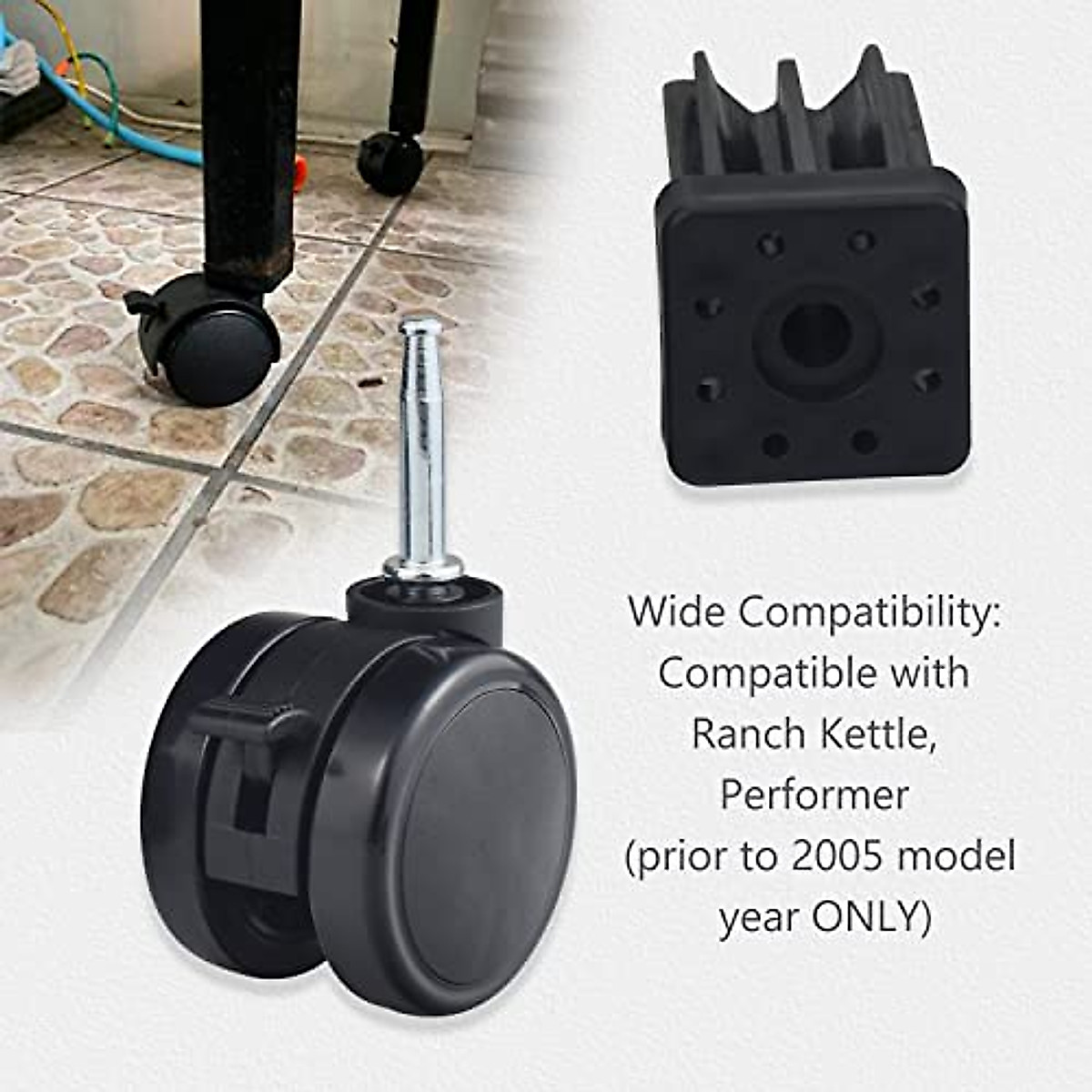 6414 Caster Wheel with Caster Insert Compatible with Weber, Genesis 1000-5000, Genesis A,B,C (2002-2003), Genesis Gold B/C (2002 and Newer), Platinum 1, Summit, Silver, Spirit Gas Grills