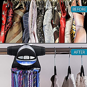 Aniva Motorized Tie Rack Best Closet Organizer with LED Lights, Automatic Rotation Operates with Batteries (72 Ties)