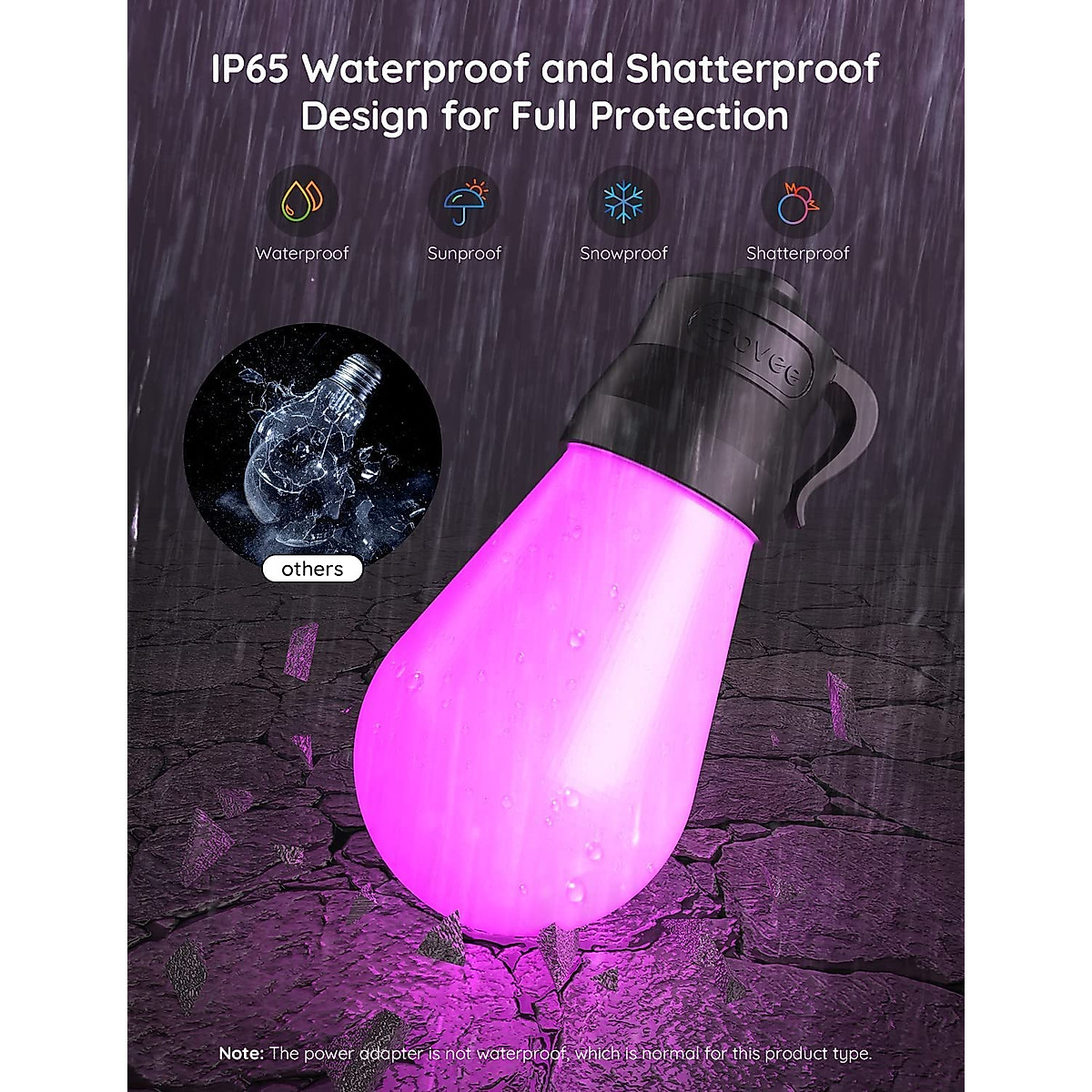 Govee Outdoor String Lights, 96ft RGBIC Outdoor Lights with 30 Dimmable IP65 Waterproof Warm White LED Bulbs, 2 Ropes of 48ft Smart Outdoor String Lights Work with Alexa for Dating, Party, Wedding