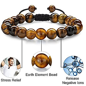 Zodiac Taurus Gifts Bracelets for Men Women, Mens Taurus Gifts Natural Tiger Eye & Matte Agate Stone Zodiac Beaded Bracelets Constellation Horoscope Jewelry Taurus Gifts Bracelets for Men Women