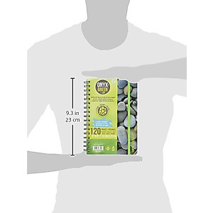 Onyx and Green Notebook, 6 x 9 Inches with Elastic Closure, 60 Ruled Sheets, Stone Paper, (6702)