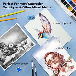 Paul Rubens High Absorption Watercolor Paper, Painting Paper Acid-Free Hot Pressed 7.87 * 5.43'', 100% Cotton 300gsm 20 Sheets, Art Supplies Watercolor Drawing for Beginners, Artists…