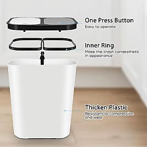 ABOOFAN Dual Trash Can, 15l Dual Trash and Recycling Bin Kitchen Garbage Can with Lid Recycling Bin Dry and Wet Separation Trash Can 2 Compartments Garbage Waste Can
