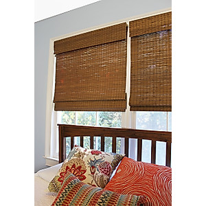 Radiance, Cordless Window Shades for a Standard Size Window Width, Maple, Cape Cod Flatweave Bamboo Roman Shade with Valance, 23 Inch Width x 64 Inch Length (2216200E)