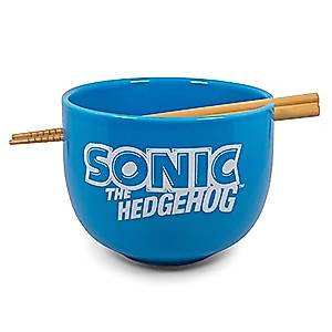 Sonic The Hedgehog Japanese Ceramic Dinnerware Set | Includes 14-Ounce Ramen Bowl and Wooden Chopsticks | Asian Food Dish Set for Home Kitchen | Fun Gamer Gifts