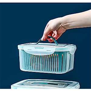 Fruit Storage Containers for Fridge, 5 Sizes, with Drain Basket and Lid, Suitable for Kitchen, Refrigerator Fruit and Vegetable Storage,XL/5800ML