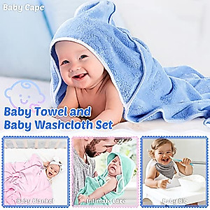 5 Pcs Baby Bath Towel and 15 Count Baby Washcloths Sets, Hooded Baby Towels for Newborns Infants and Toddlers Soft Coral Fleece Toddler Towels for Newborn Boy Girl