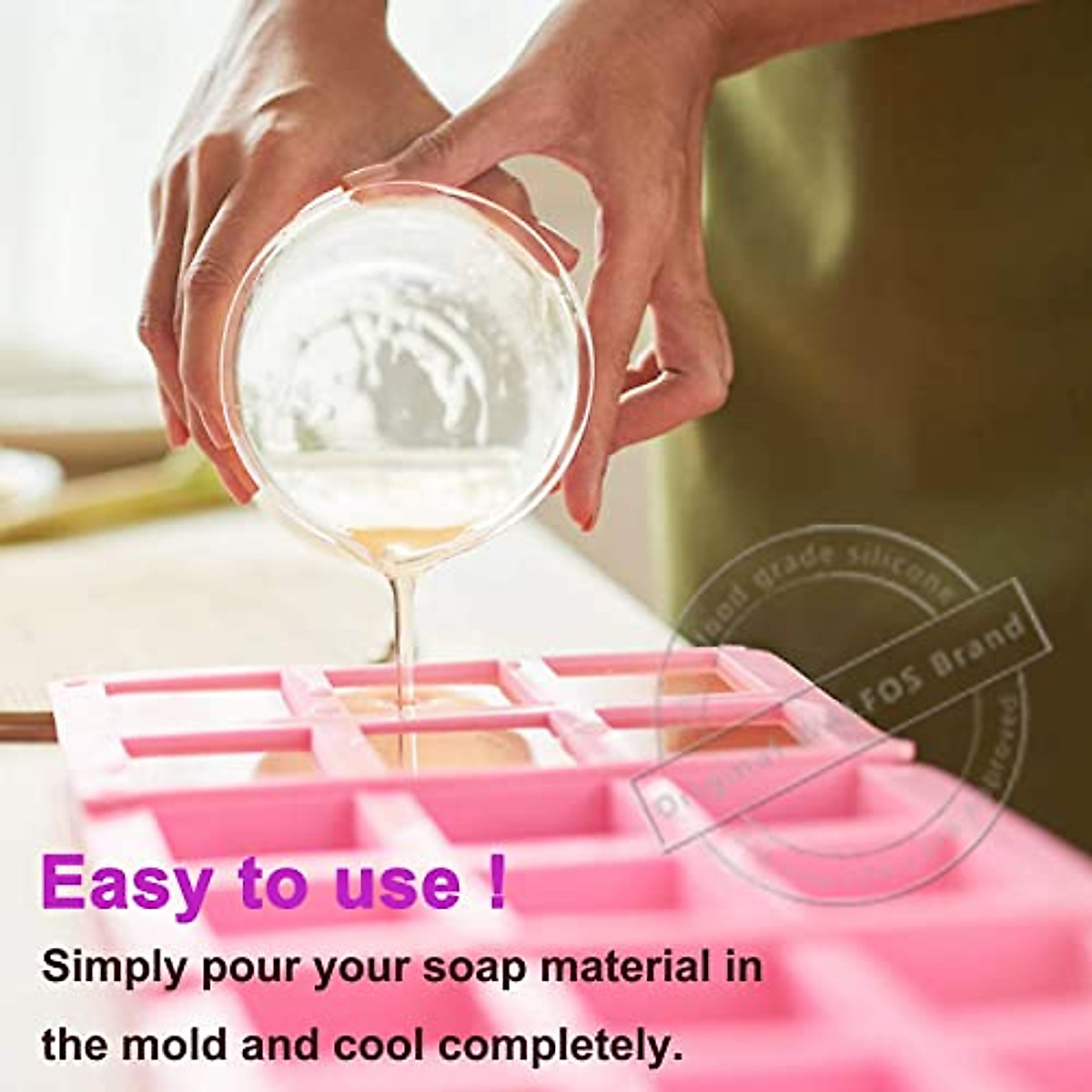 Silicone Soap Molds Set of 3, 6 Cavities Rectangle Silicone Soap Molds for Homemade Craft Soap Mold, Cake Mold, Chocolate Mold ＆ Ice Cube Tray（Blue & Purple ＆ Pink）