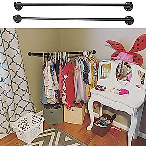 MYOYAY Corner Garment Rod 34in 2 Pack Industrial Pipe Clothes Hanging Bar Angle Adjustable Wall Mounted Clothes Rack Black Space Saving Metal Dryer Rails
