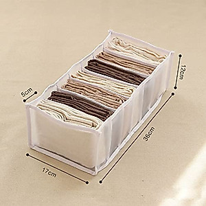 Rayeeley 2Pcs Wardrobe Clothes Compartment Organizer, Foldable Closet Drawer Organizers Jeans Drawer Dividers Organizers Clothes Mesh Separation Box for Thin Jeans Legging T-Shirt Kids Clothes(White)