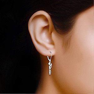 LeCalla Personalized Customized Name Lever-Back Earrings for Women Teen