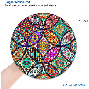 BOSOBO Mouse Pad, Round Mandala Mouse Mat, Cute Mouse Pad with Design, Non-Slip Rubber Base Mousepad with Stitched Edge, Waterproof Women Office Mouse Pads, Small Size 7.9 x 7.9 Inch, Pretty Mandala