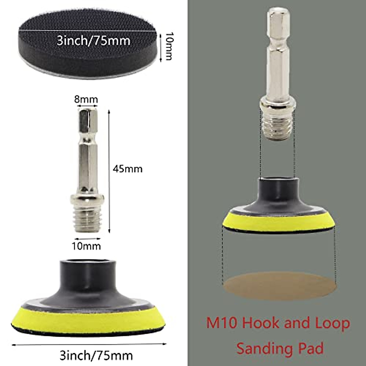 74pcs Sandpaper 3Inch Sanding Disc 60-10000 Grit Wet Dry Sandpaper with M10 Backing Pad,Interface Pad,Polishing Pads Sponge for Wood Metal Mirror Jewelry Car Polishing Headlight Cleaner Set