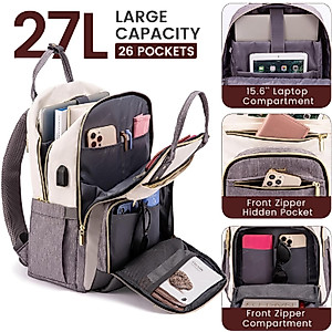 LOVEVOOK Backpack Purse for Women, Fits 15.6 Inch Laptop Backpack, Fashion Travel Work Anti-theft Bag, Business Compute