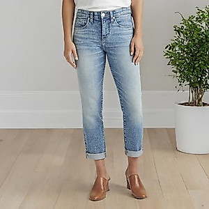 JAG Jeans Women's Petite Carter Mid Rise Girlfriend Jeans, Del Mar, 8 Petite