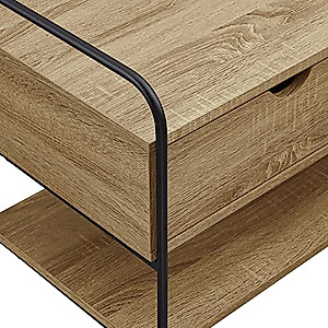 Walker Edison Brookline Urban Metal and Wood Entry Bench with Shoe Storage, 36 Inch, Driftwood