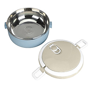 USYFAKGH Thermal Food Box Thermal Lunch Box Stackable Hot Food Insulated Box Stainless Steel Round Lunchbox Sealed Food Containers Vintage Lunch Pale (Green, One Size)