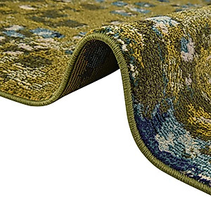 Unique Loom Jardin Collection Colorful, Vibrant, Abstract, Modern Area Rug, 5 x 8 ft, Green/Olive