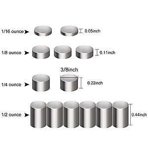 Coopay 4 oz. Tungsten Weights 3/8 Inch Incremental Cylinders Car Incremental Tungsten Weights Compatible with Pinewood Car Derby Weights to Optimize Your Car for Speed, 4 Sizes