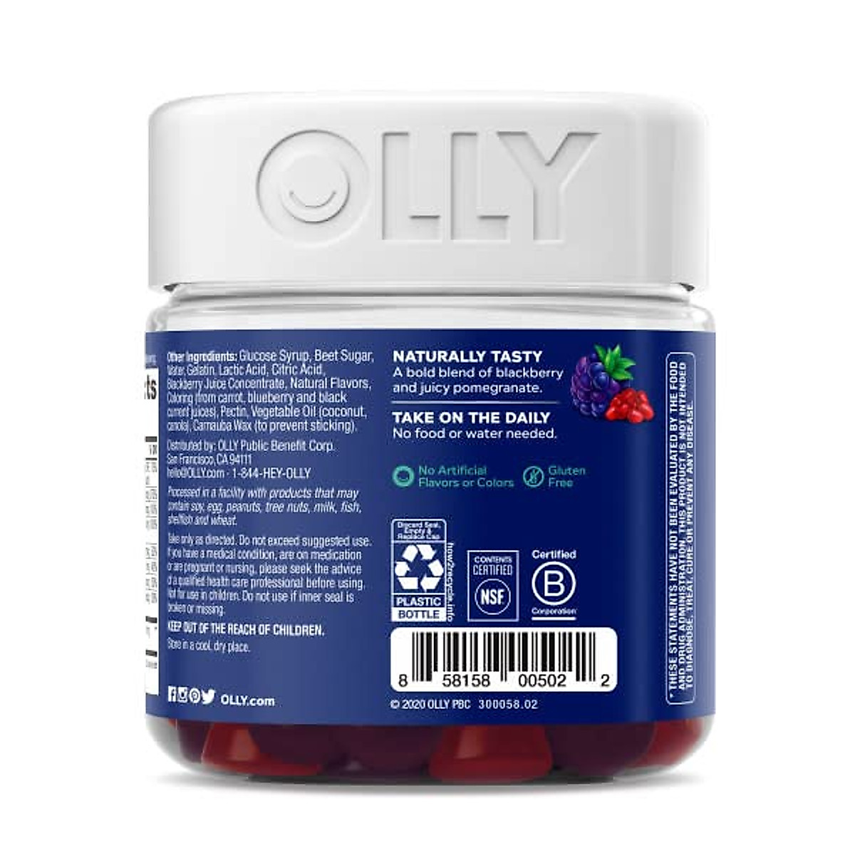 OLLY Men's Multivitamin Gummy, Overall Health and Immune Support, Vitamins A, C, D, E, B, Lycopene, Zinc, Adult Chewable Vitamin, Blackberry, 45 Day Supply - 90 Count