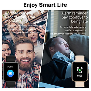 EBAKIN Smart Watch(Answer/Make Call) 1.69'' Fitness Tracker with IP67 Waterproof, Heart Rate Blood Pressure/Oxygen Monitor, Sleep Monitor, Pedometer, Stopwatch Activity Tracker for Men Women (Pink)