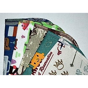 2 Ply Printed Flannel 8x8 Inches Set of 5 Little Wipes Camping Adventures