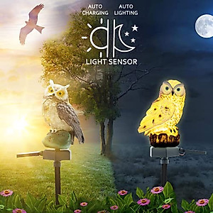 SmilingTown 2 Packs Owl Solar Lights Outdoor Figurine Lights Owl Decor Solar LED Lights Garden Decoration with Stake Waterproof for Lawn Pathway Yard Patio Owl Gift Ideas