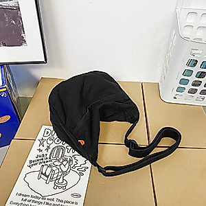 Canvas Casual Messenger Bag Hobo Crossbody Bag Canvas Shouder Tote Handbag for Women and Men, Black