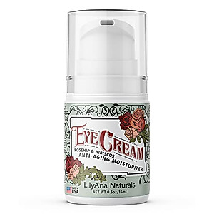 LilyAna Naturals Eye Cream - Eye Cream for Dark Circles and Puffiness, Under Eye Cream, Anti Aging Eye Cream Reduce Fine Lines and Wrinkles, Rosehip and Hibiscus Botanicals - 0.5oz