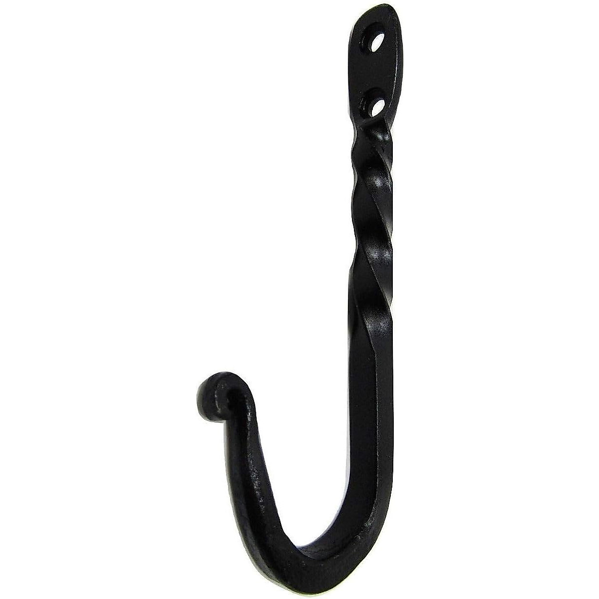Black Antique Style Heavy Duty 5" Wrought Iron Forged Colonial Twisted Coat Hook