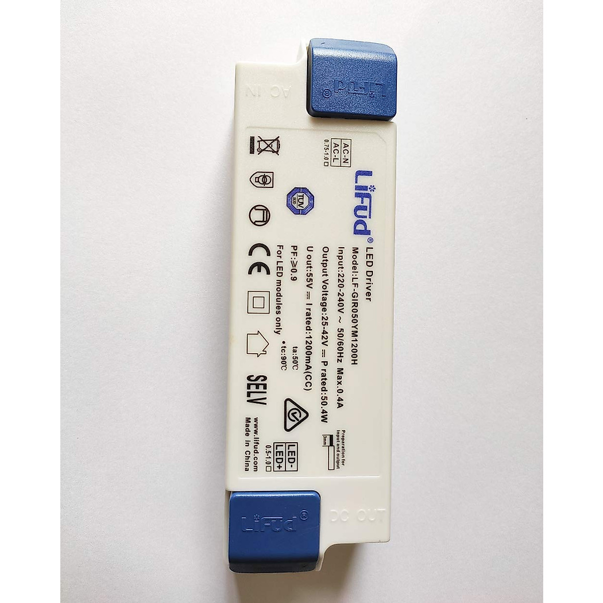 Lifud LED Driver 1200mA DC 25-42V 50W LED Luminaire Power Supply Input 220-240VAC LF-GIR050YM1200H Constant Current Commercial Lighting Driver LED Panel Driver