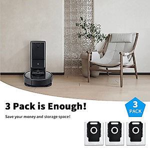 CHIKIXSON Reusable Vacuum Bags for All iRobot Roomba I & S & J Series Clean Base, 3 Pack, Zipper