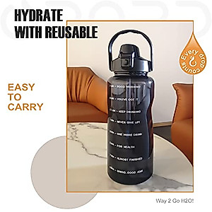 Opard 64 oz Water Bottle with Time Marker to Drink Half Gallon Motivational Water Bottle with Straw and Handle Large BPA Free Water Jug for Sports Gym Fitness (Deep Black)