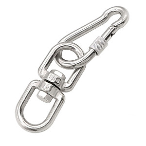 Hamineler 2Pcs M8 304-Stainless Steel Swivel Ring Double Ended Swivel Eye Hook, 2Pcs M8 Spring Hook, for Marine Mooring Swivel Tree Swing, Hanging Hammock, Hanging Rotating Device