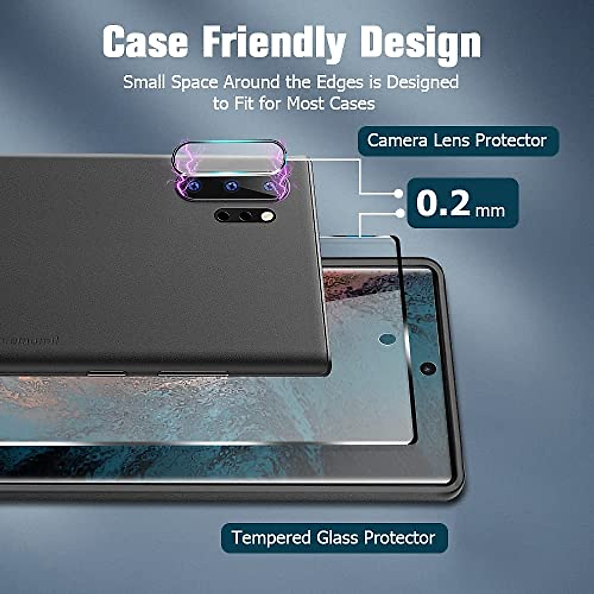[2+2 Pack] Galaxy Note 10 Plus Screen Camera Protector, 9H Tempered Glass Scratch Resistant, Ultrasonic Fingerprint Support, 3D HD Curved, For Samsung Galaxy Note 10+ 6.8 Inch Glass Screen Protector