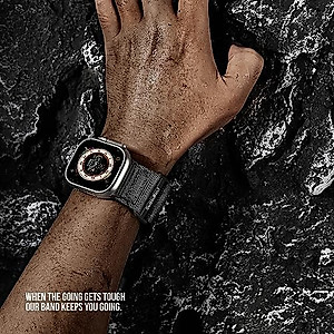 Rugged Nylon Band Compatible with Apple Watch Ultra Band 49mm 45mm 44mm 42mm for Men, Military Tactical Sport Strap Adjustable Replacement Wide Wristbands for iWatch Ultra Series 8 7 6 5 4 3 SE, Gray